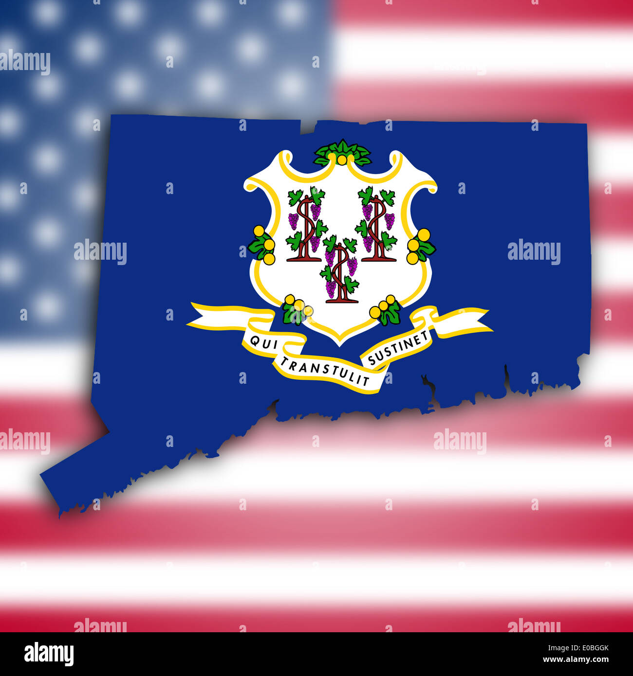 Map of Connecticut filled with the state flag Stock Photo - Alamy