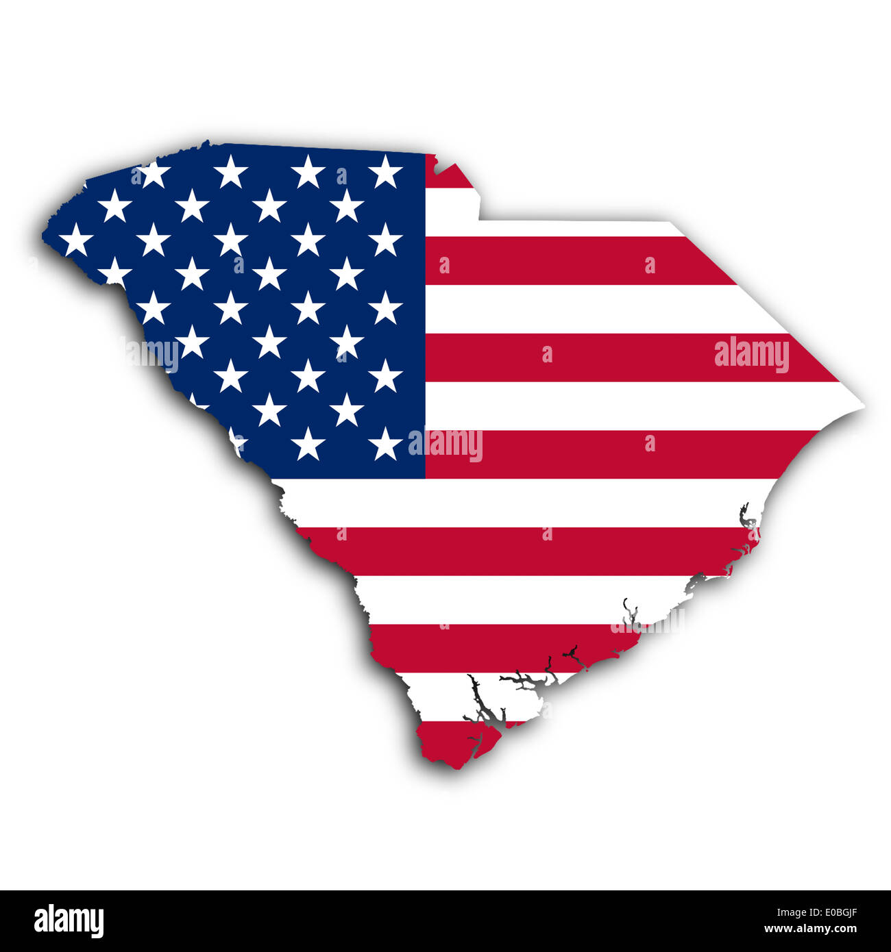 Map of South Carolina filled with the national flag Stock Photo - Alamy