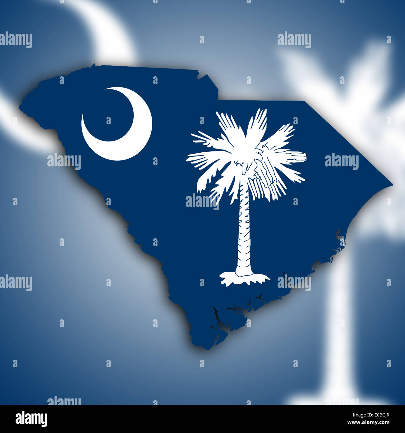 Map of South Carolina filled with the state flag Stock Photo - Alamy