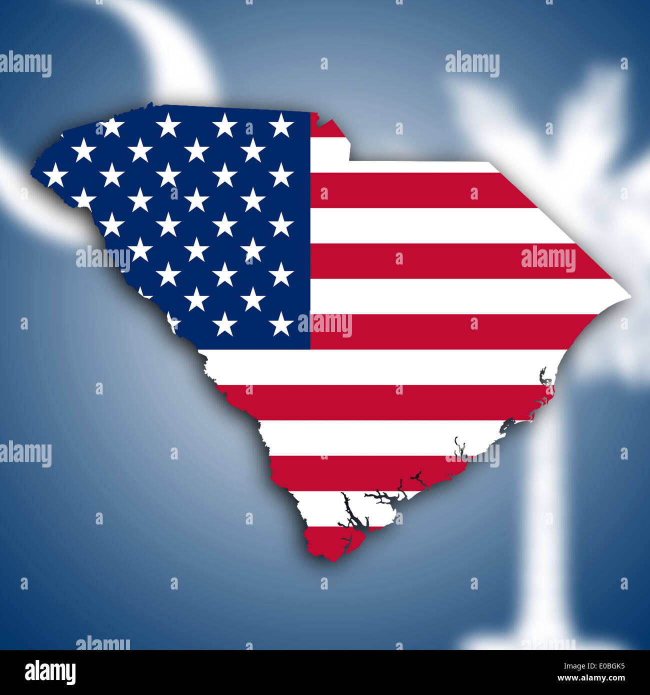 Map of South Carolina filled with the national flag Stock Photo - Alamy