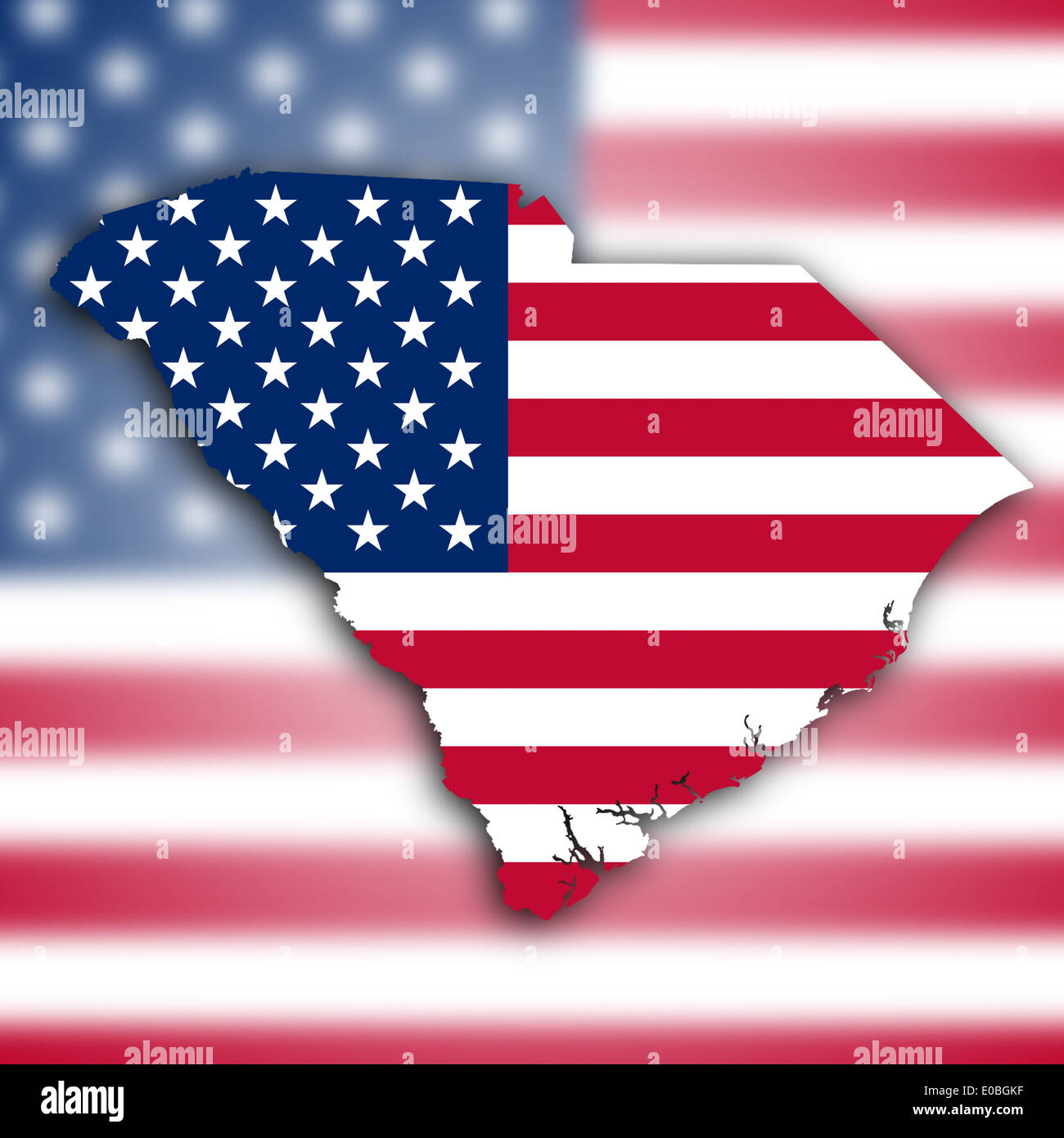 Map of South Carolina filled with the national flag Stock Photo - Alamy