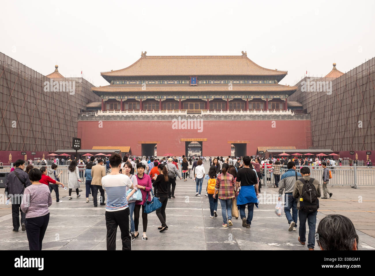 Chinese tourists enter the Forbidden City by the Meridian Gate, in ...