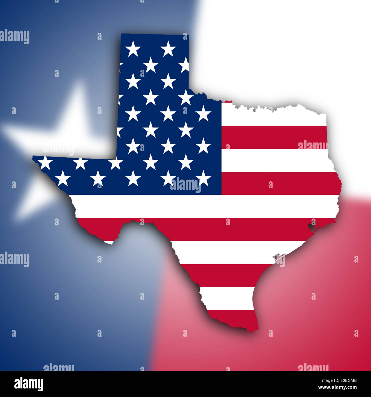 Map of Texas filled with the national flag Stock Photo - Alamy