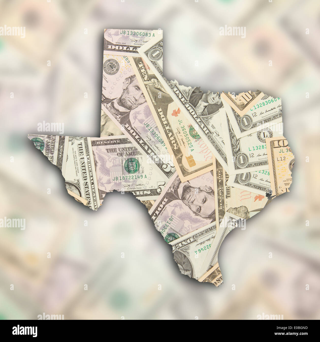 Map of Texas filled with US dollars Stock Photo - Alamy