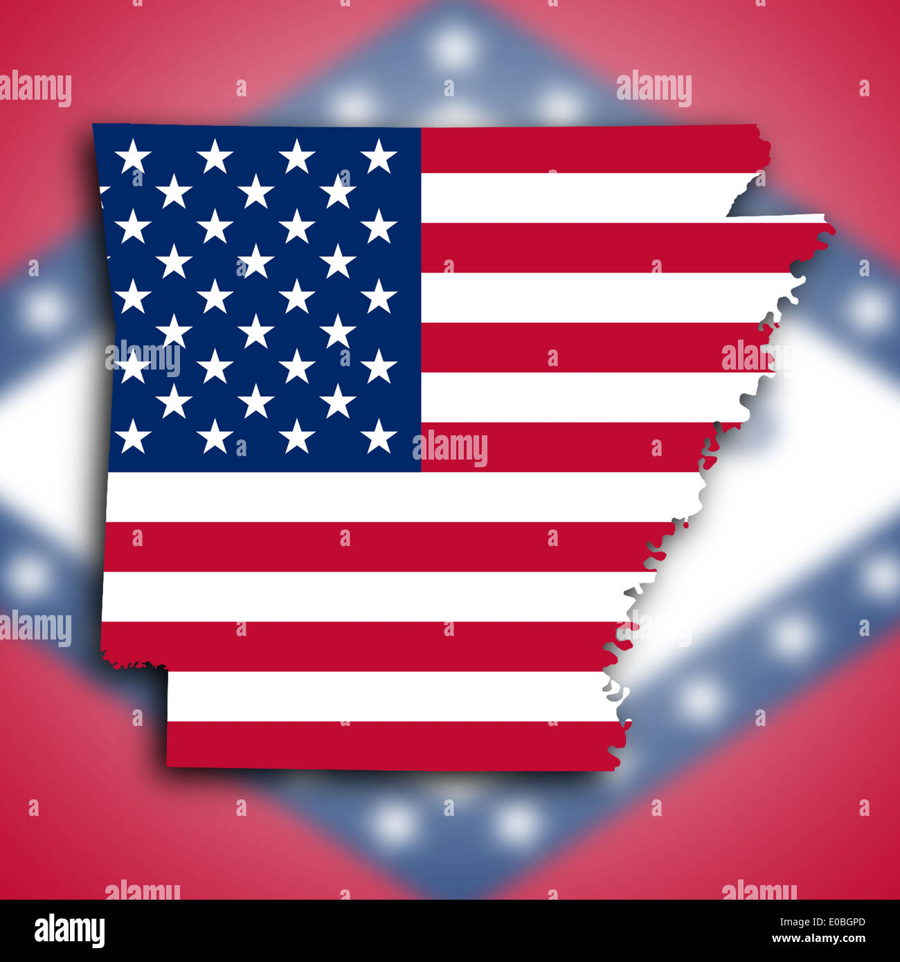 Map of Arkansas filled with the national flag Stock Photo - Alamy