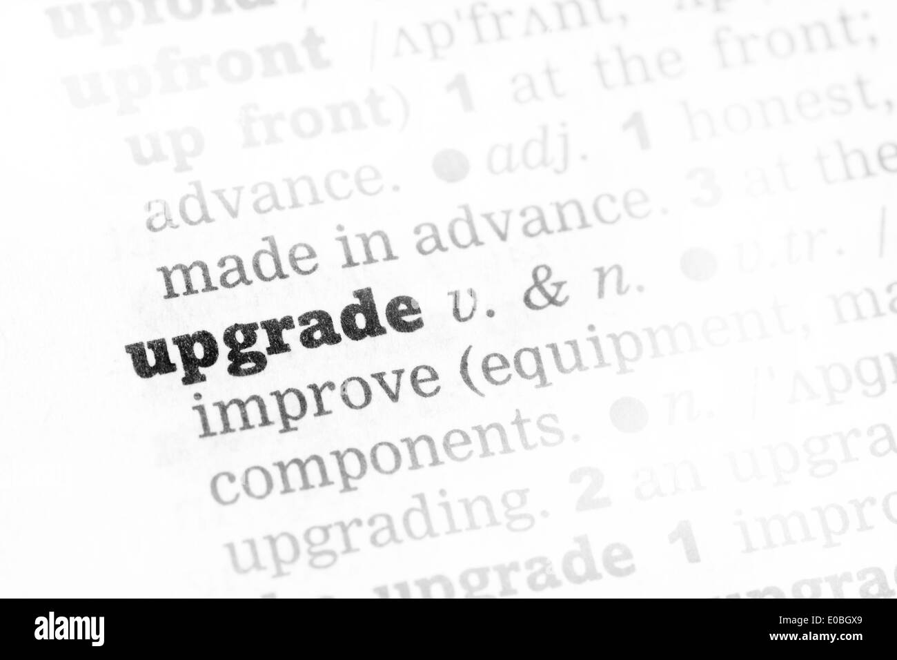 Upgrade Dictionary Definition single word with soft focus Stock Photo ...