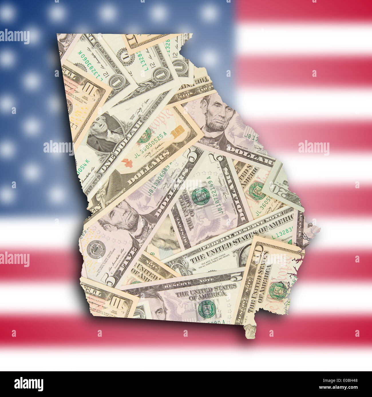 Map of Georgia filled with US dollars Stock Photo - Alamy