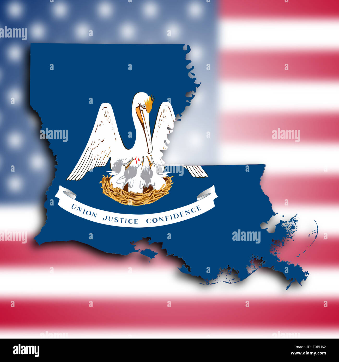 Map of Louisiana filled with the state flag Stock Photo - Alamy