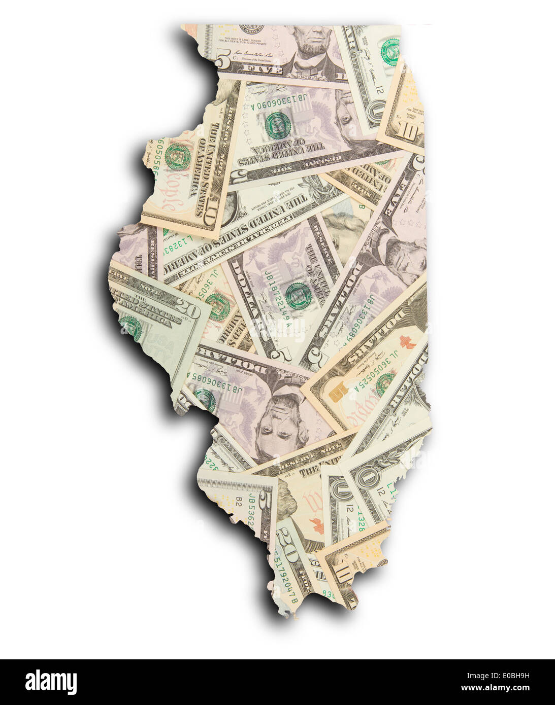 Map of Illinois filled with US dollars Stock Photo - Alamy