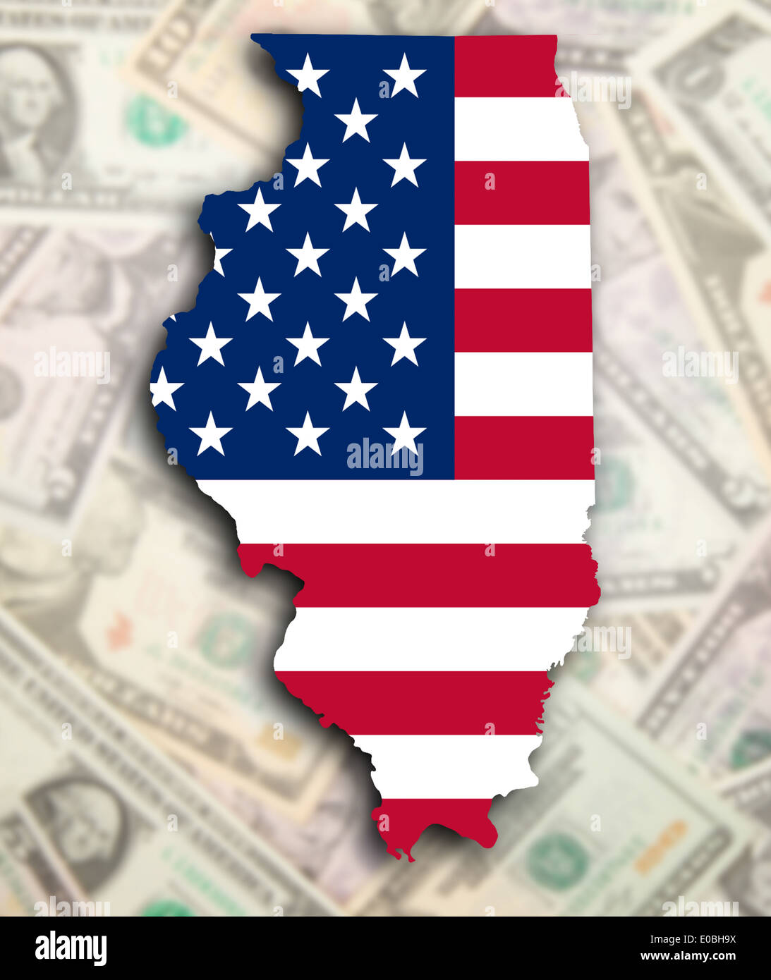 Map of Illinois filled with the national flag Stock Photo - Alamy