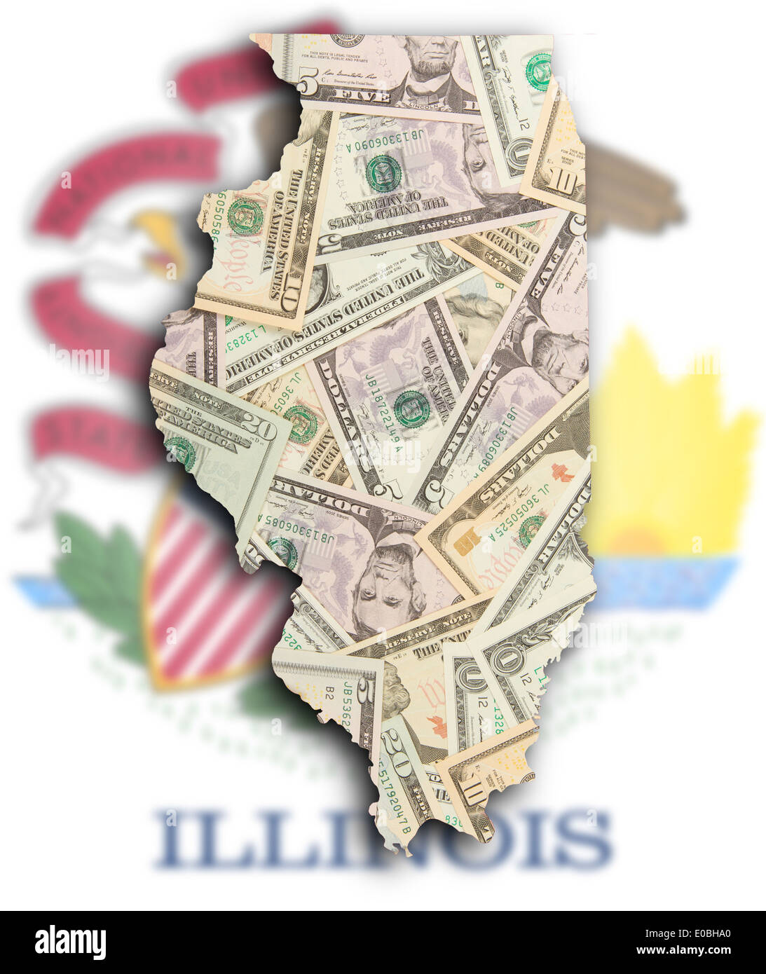 Map of Illinois filled with US dollars Stock Photo - Alamy
