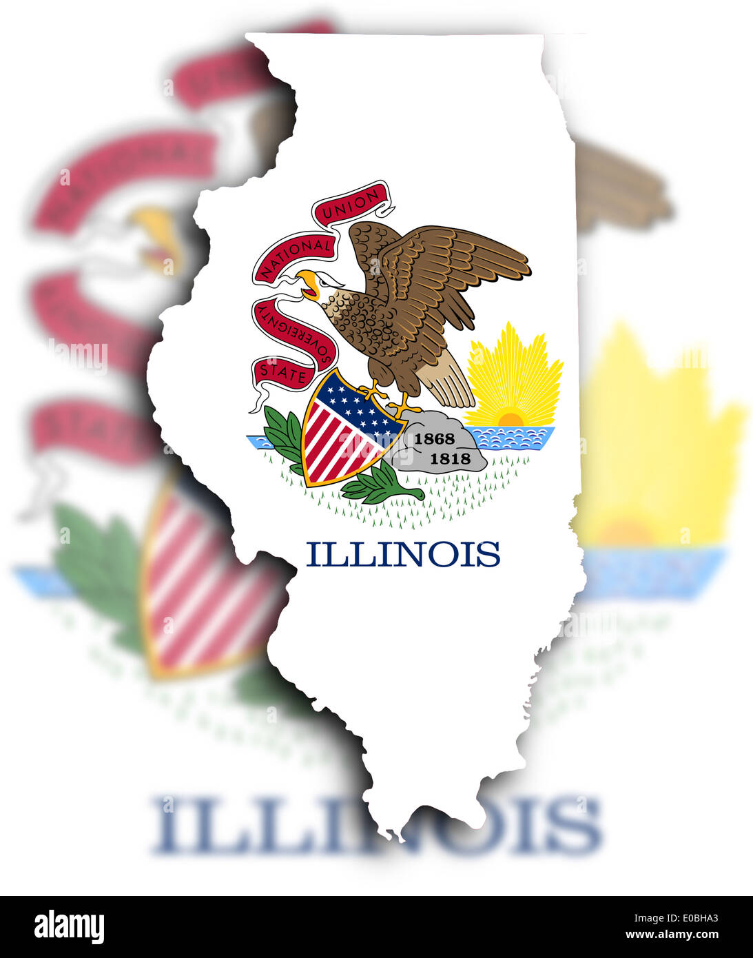 Map of Illinois filled with the state flag Stock Photo - Alamy