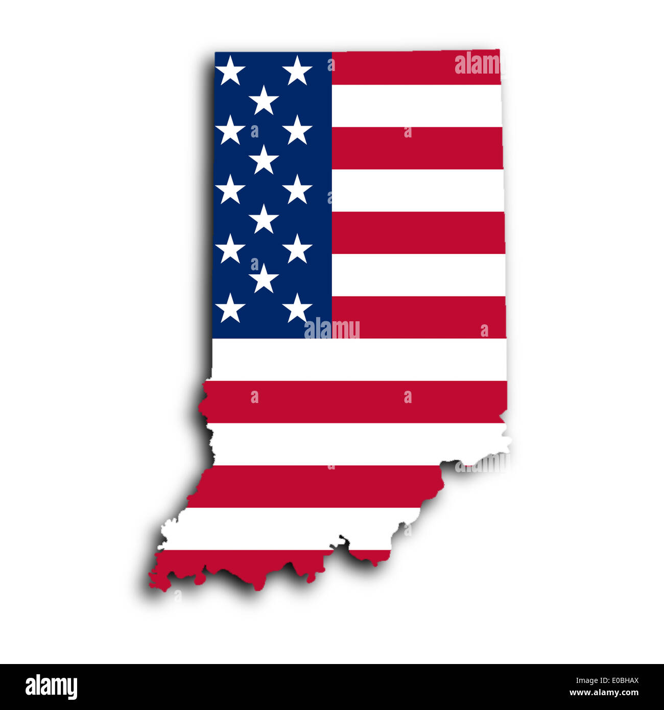 Map of Indiana filled with the national flag Stock Photo - Alamy