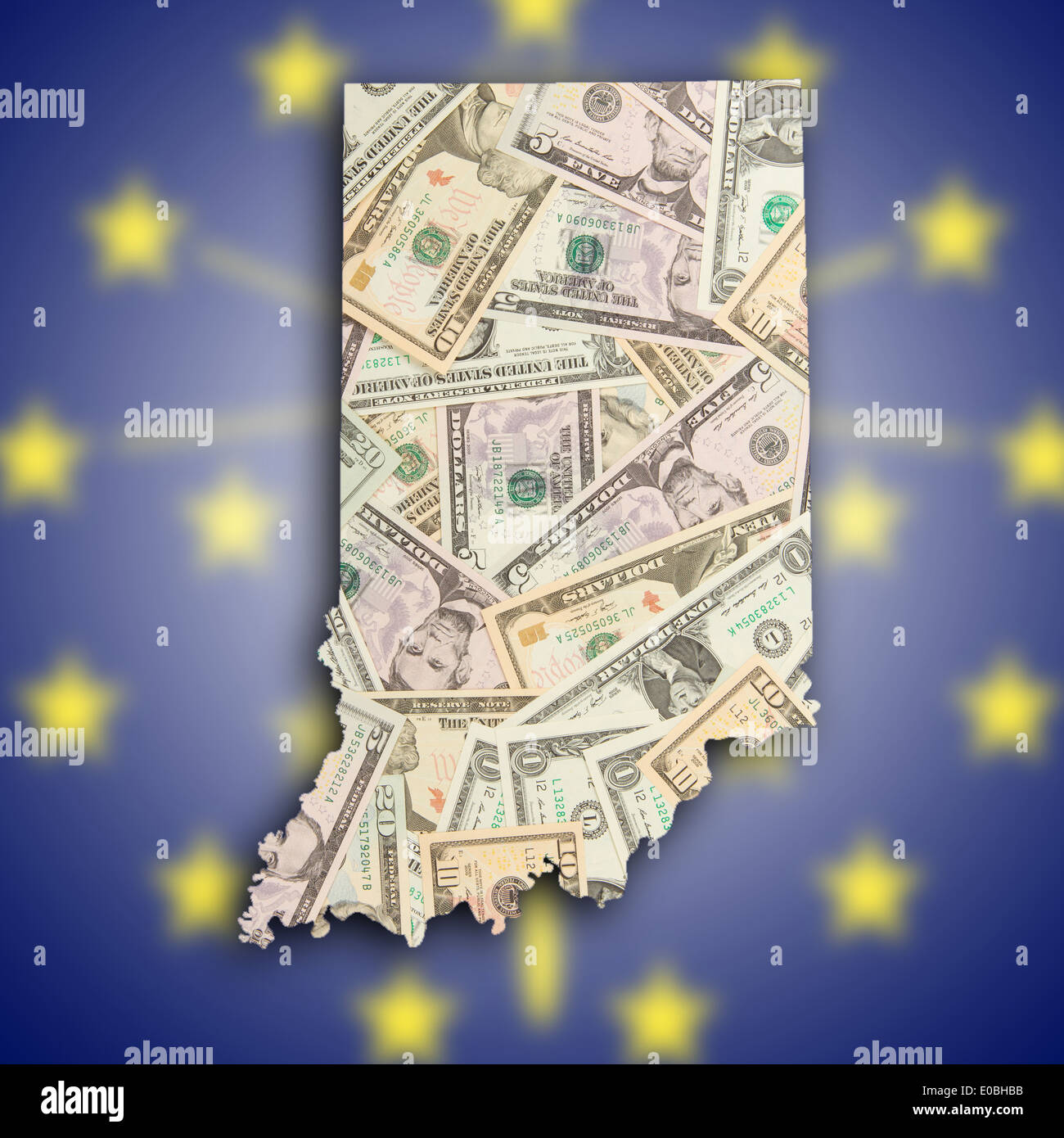 Map of Indiana filled with US dollars Stock Photo - Alamy