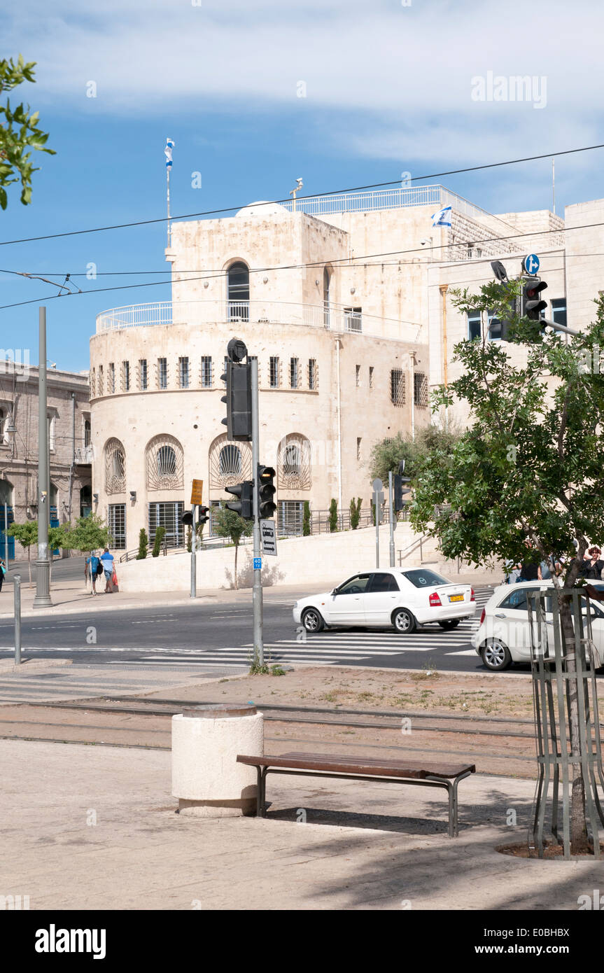 Israel, Jerusalem The Old city hall opposite the walls of the old city ...