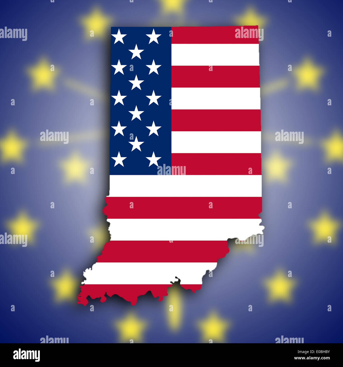 Map of Indiana filled with the national flag Stock Photo - Alamy