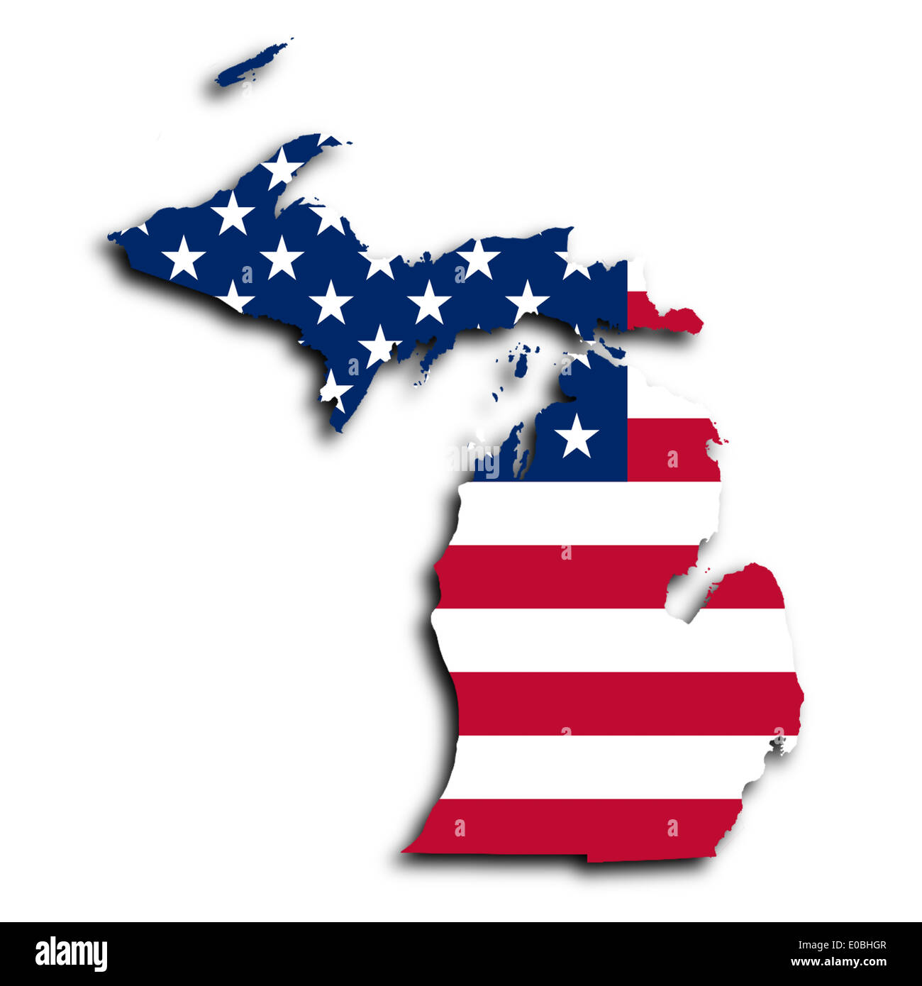 Map of Michigan filled with the national flag Stock Photo - Alamy