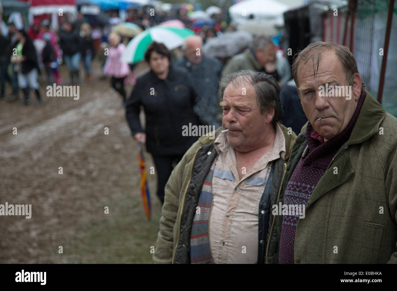 Gypsy horse fair at Stow on the Wold on a very wet day Stock Photo - Alamy