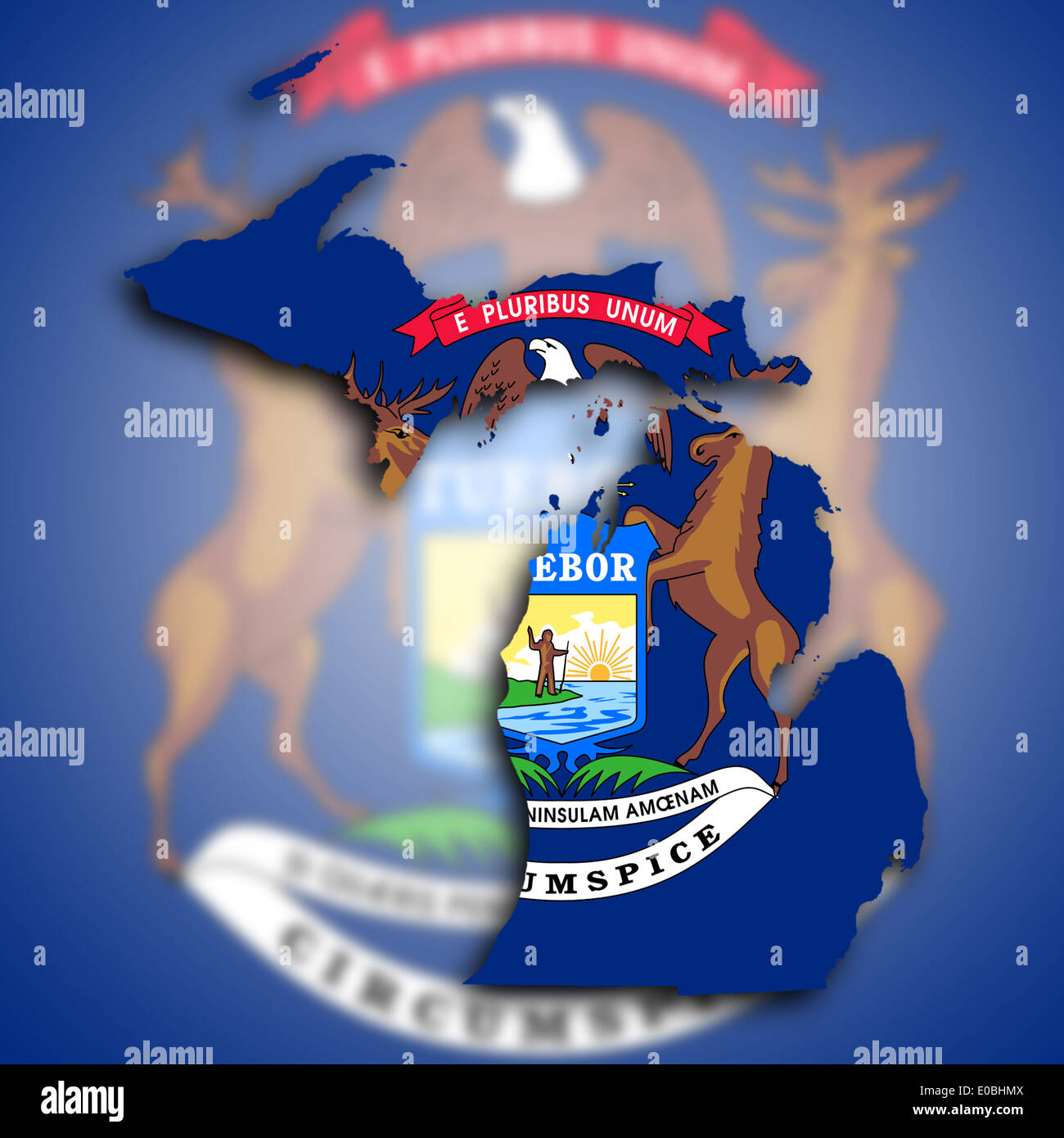 Map of Michigan filled with the state flag Stock Photo - Alamy