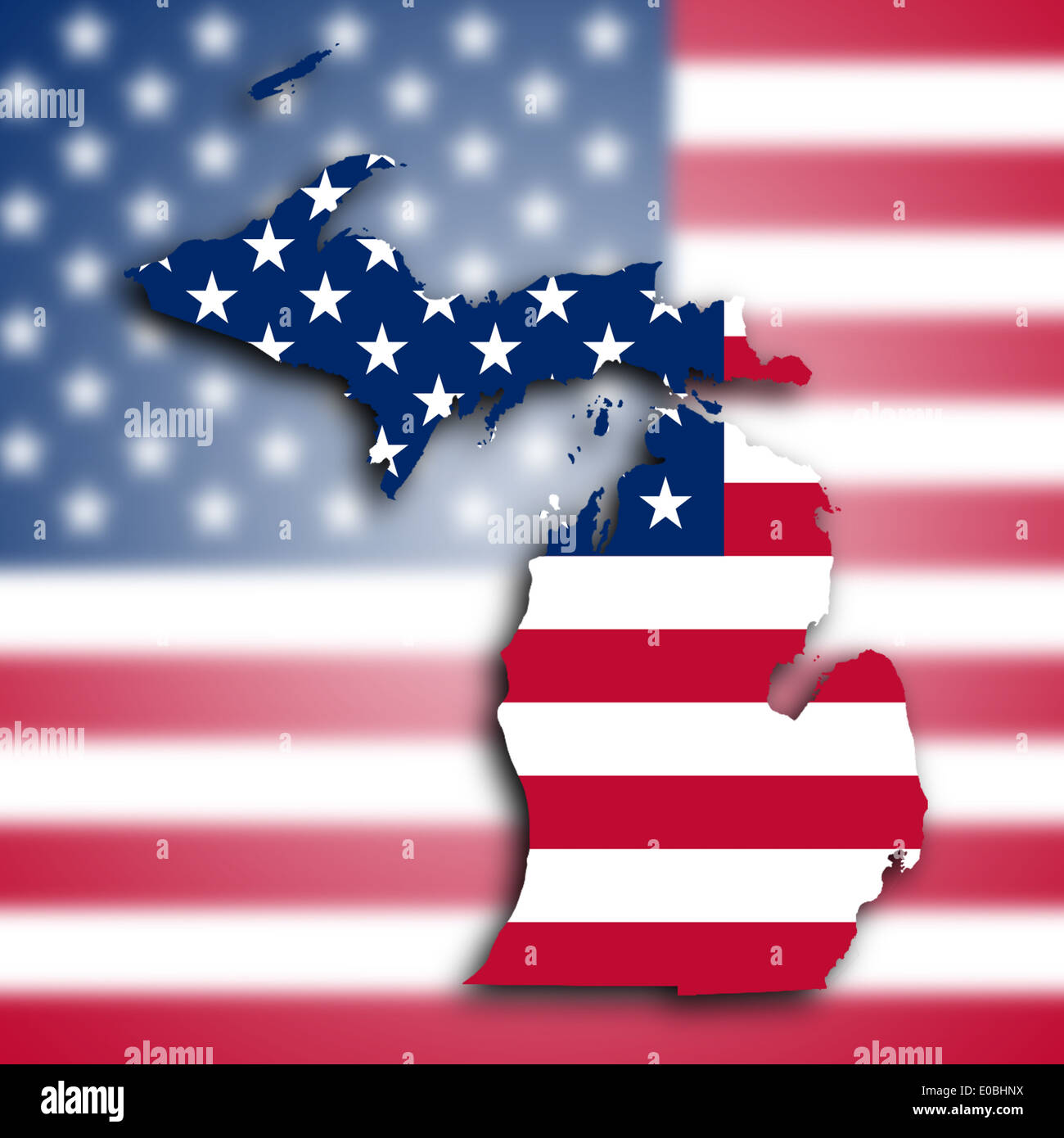 Map of Michigan filled with the national flag Stock Photo - Alamy
