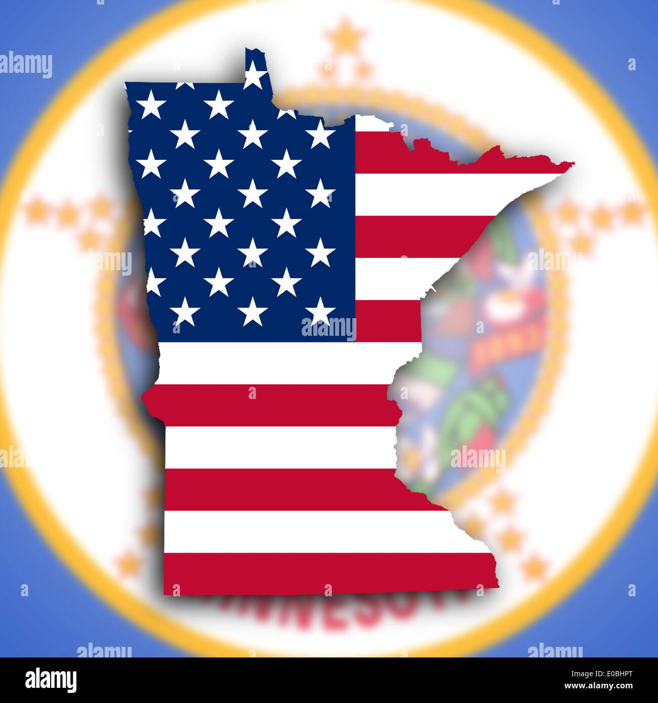Map of Minnesota filled with the national flag Stock Photo - Alamy