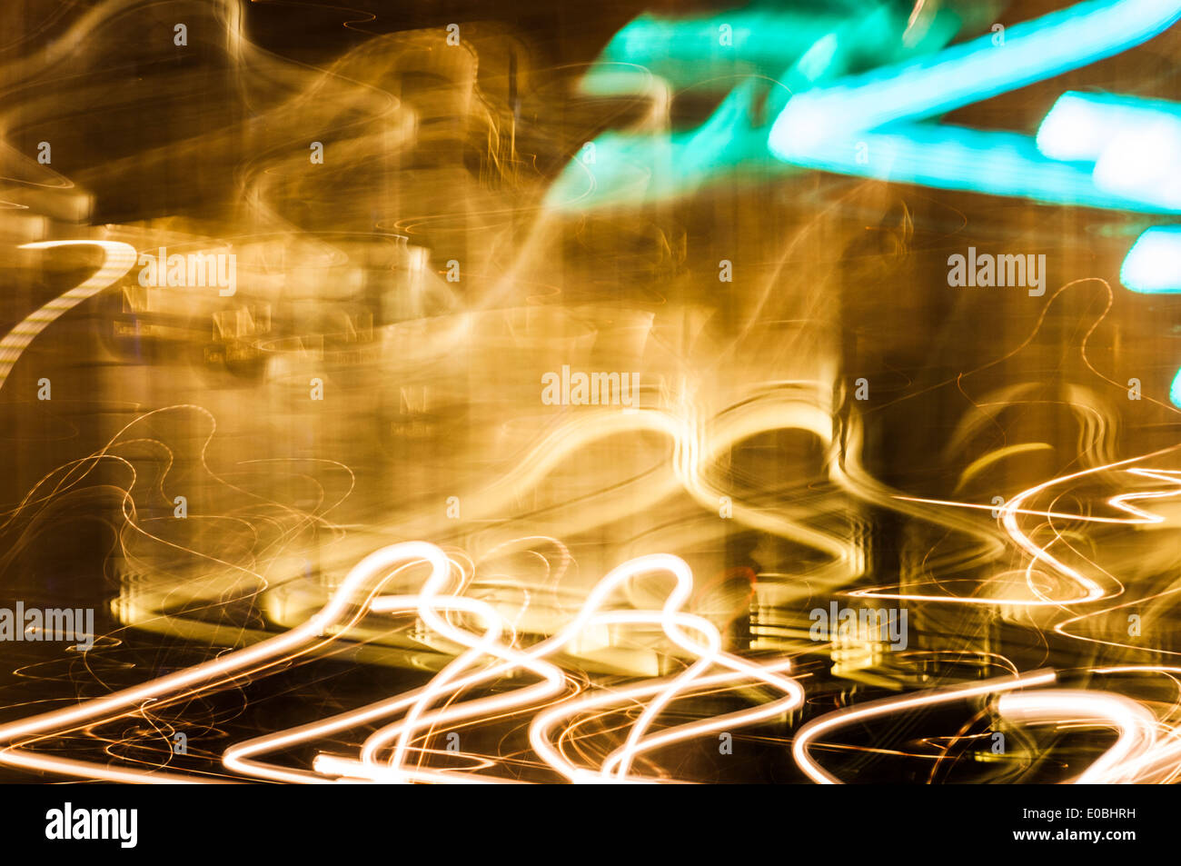 Chaotic light patterns caused by movement during a long exposure Stock ...