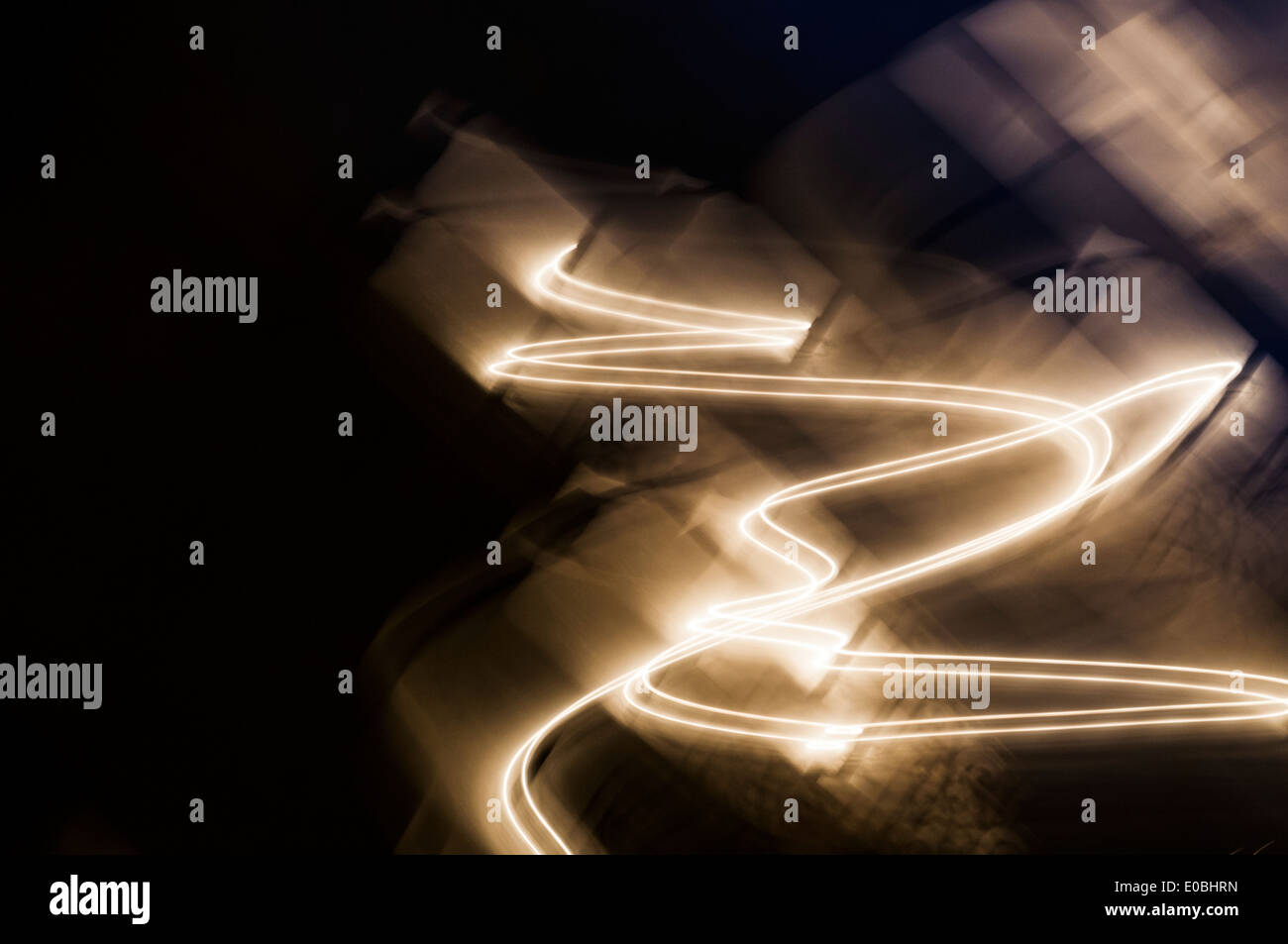 Chaotic light patterns caused by movement during a long exposure Stock ...