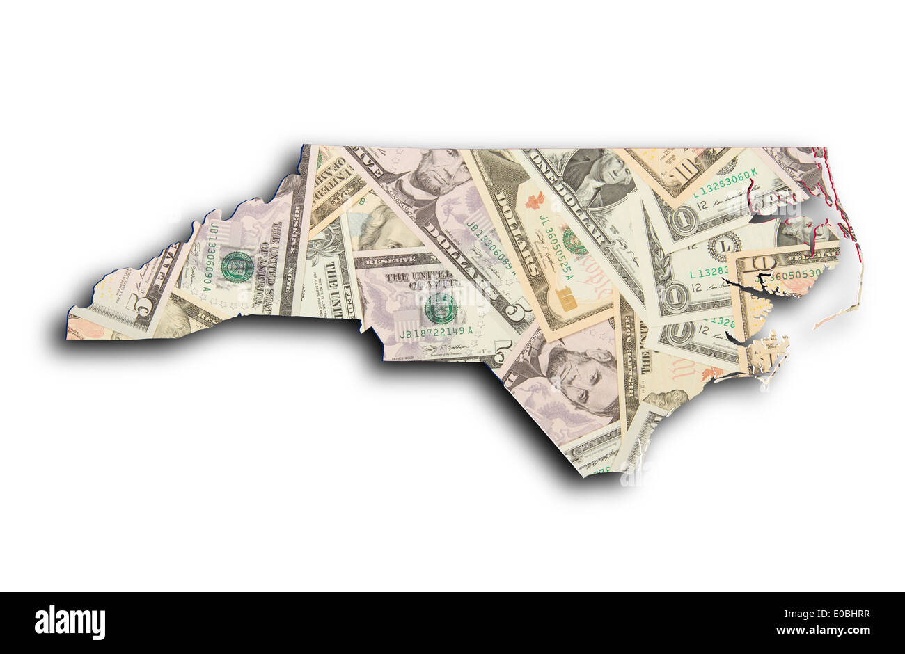 Map of North Carolina filled with US dollars Stock Photo - Alamy