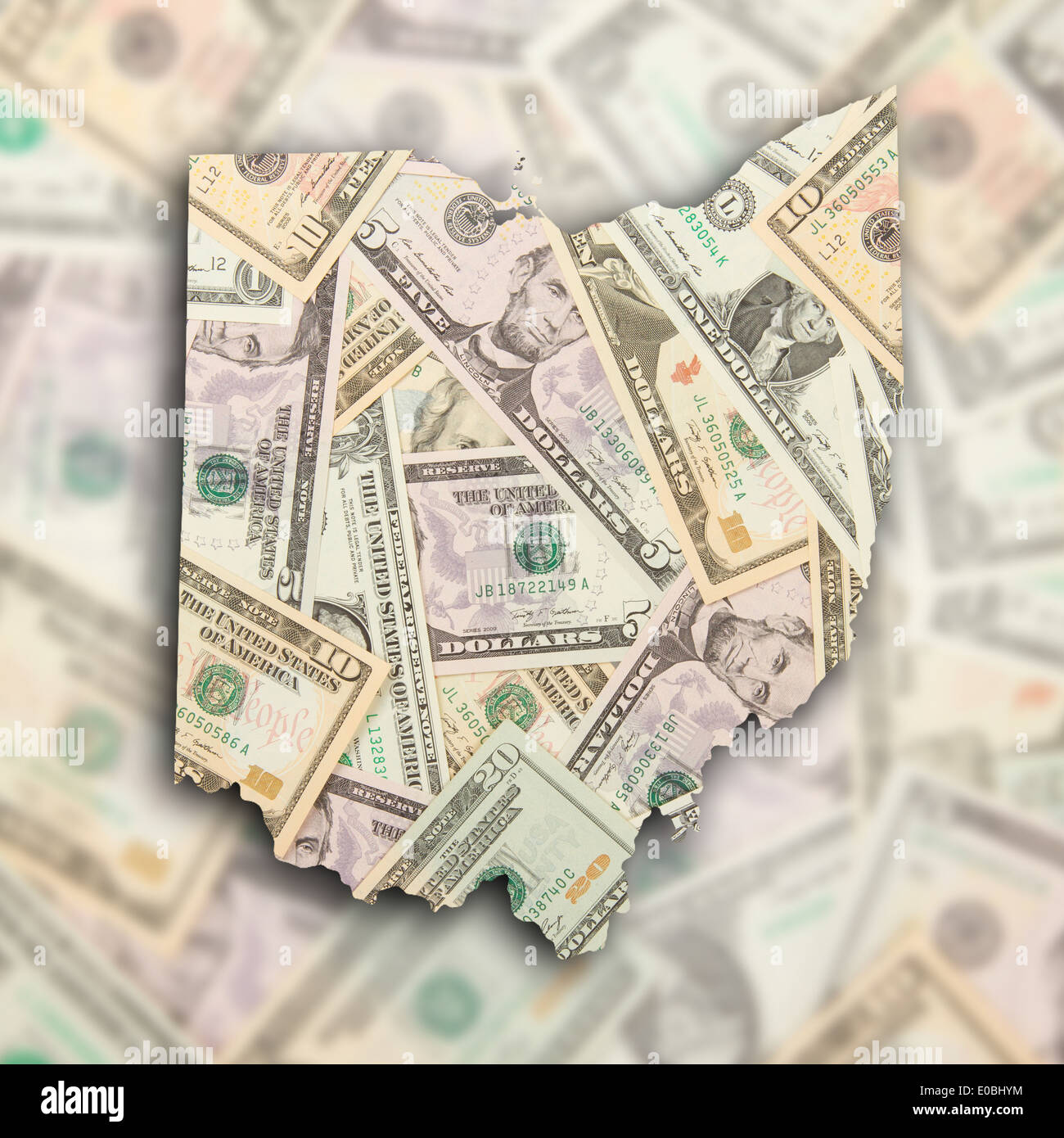 Map of Ohio filled with US dollars Stock Photo - Alamy