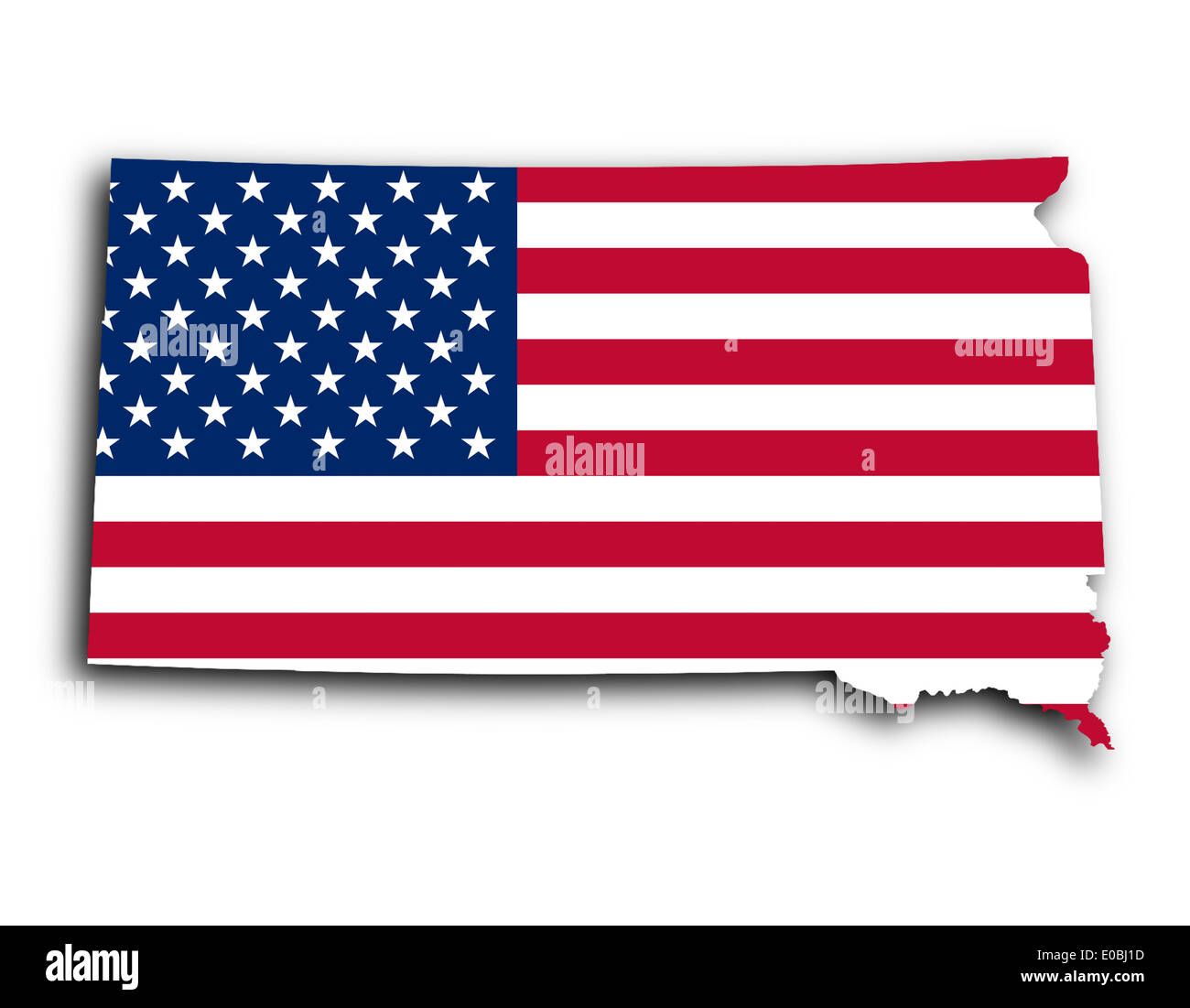 Map of South Dakota filled with the national flag Stock Photo - Alamy