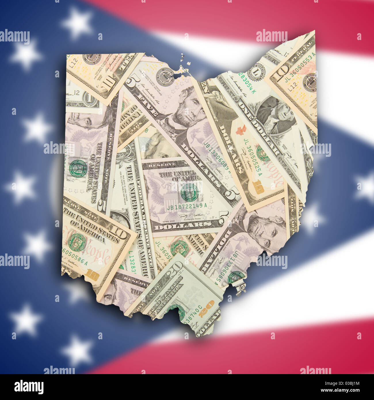 Map of Ohio filled with US dollars Stock Photo - Alamy
