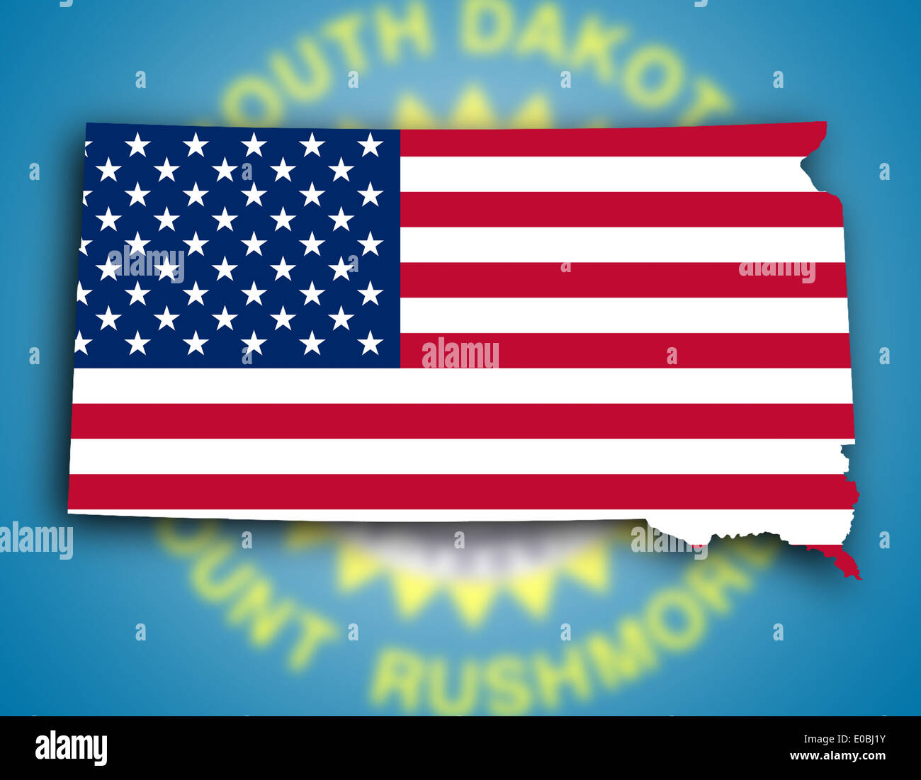 Map of South Dakota filled with the national flag Stock Photo - Alamy