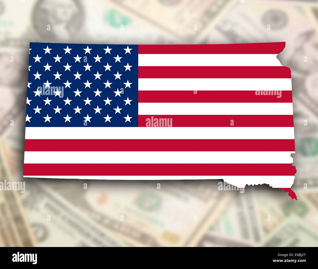 Map of South Dakota filled with the national flag Stock Photo - Alamy