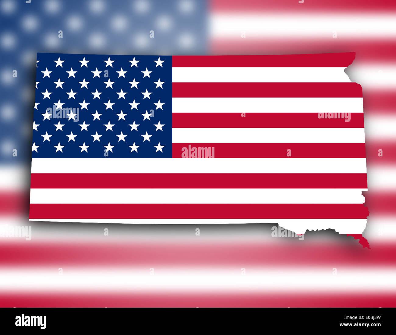 Map of South Dakota filled with the national flag Stock Photo - Alamy