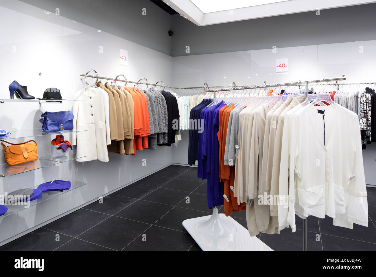 luxury and fashionable brand new interior of cloth store Stock Photo ...