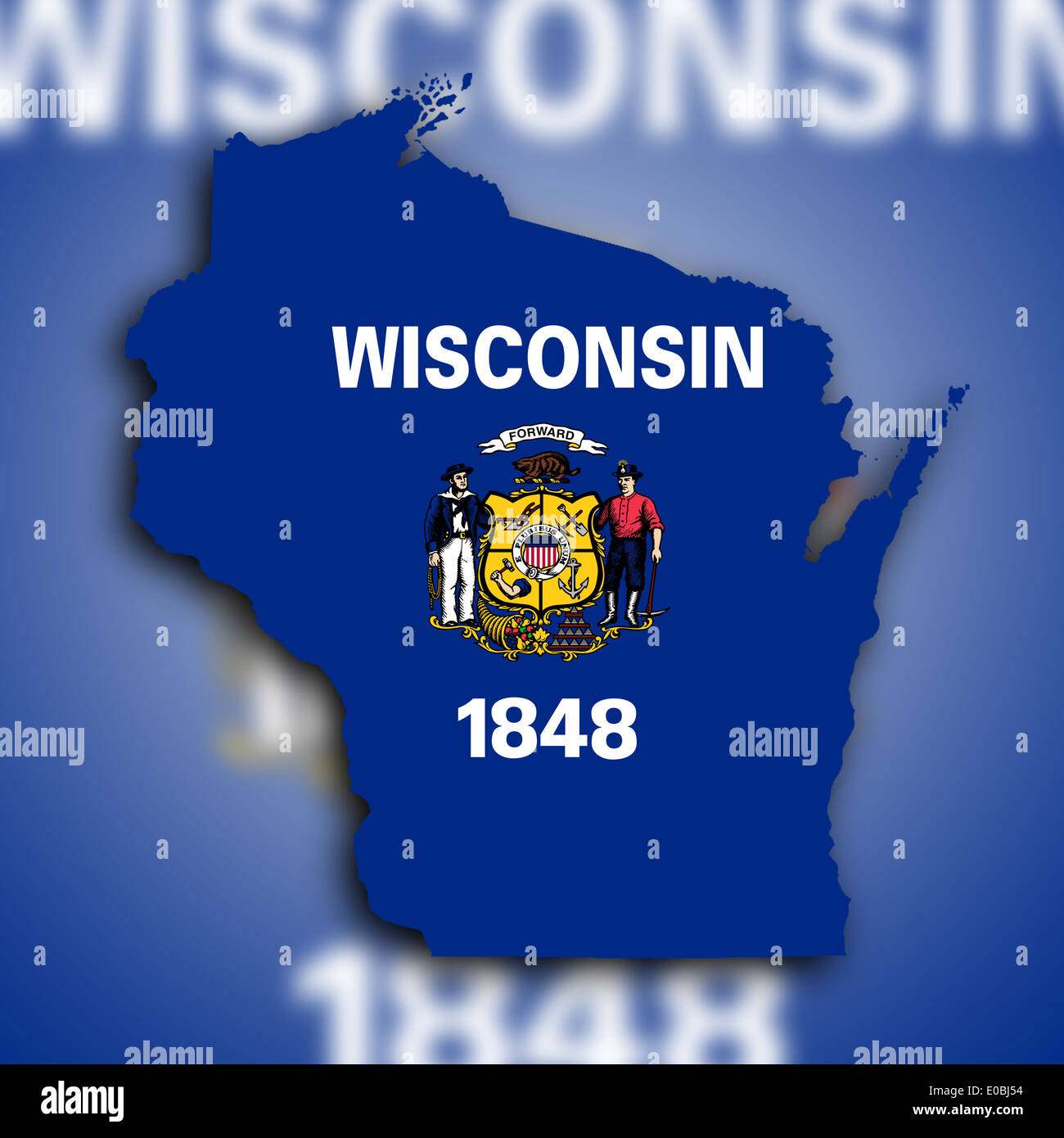 Map of Wisconsin filled with the state flag Stock Photo - Alamy