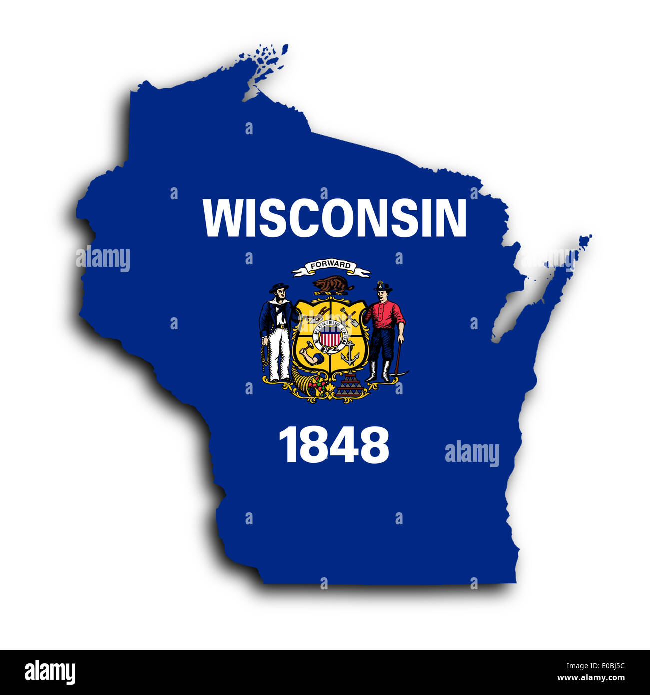 Map of Wisconsin filled with the state flag Stock Photo - Alamy
