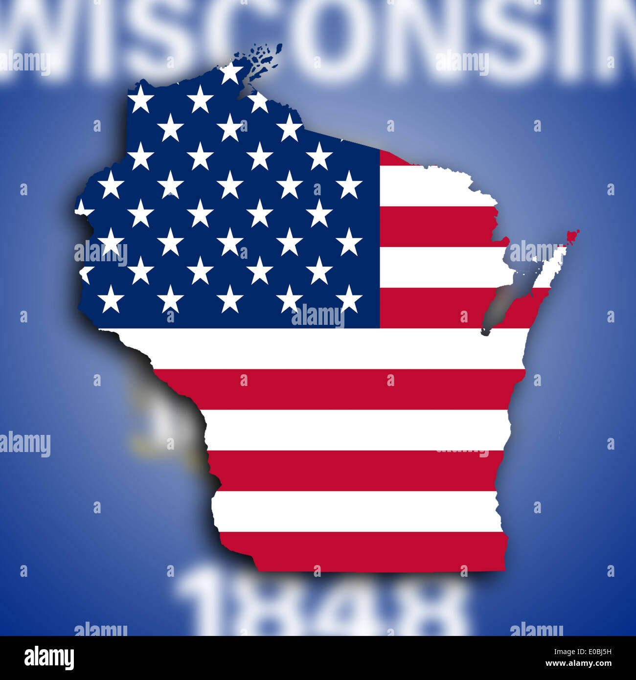 Map of Wisconsin filled with the national flag Stock Photo - Alamy