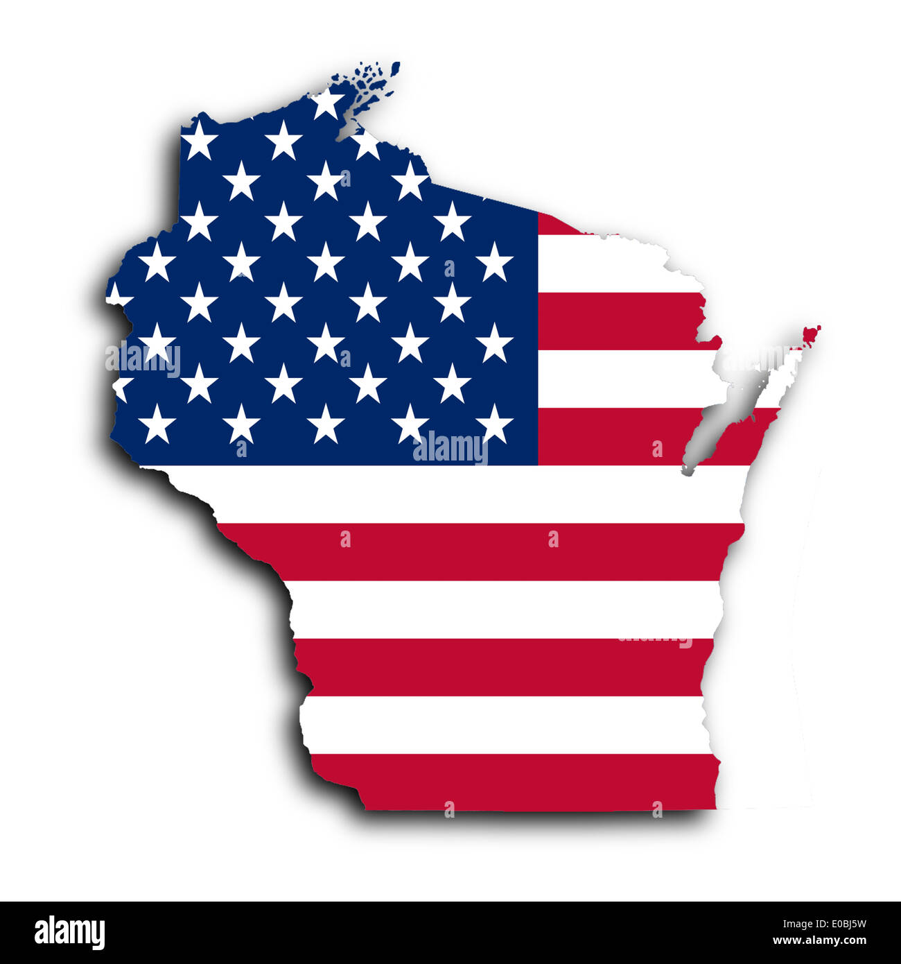 Map of Wisconsin filled with the national flag Stock Photo - Alamy
