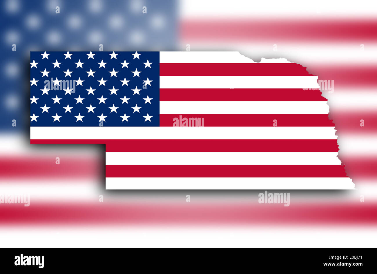 Map of Nebraska filled with the national flag Stock Photo - Alamy