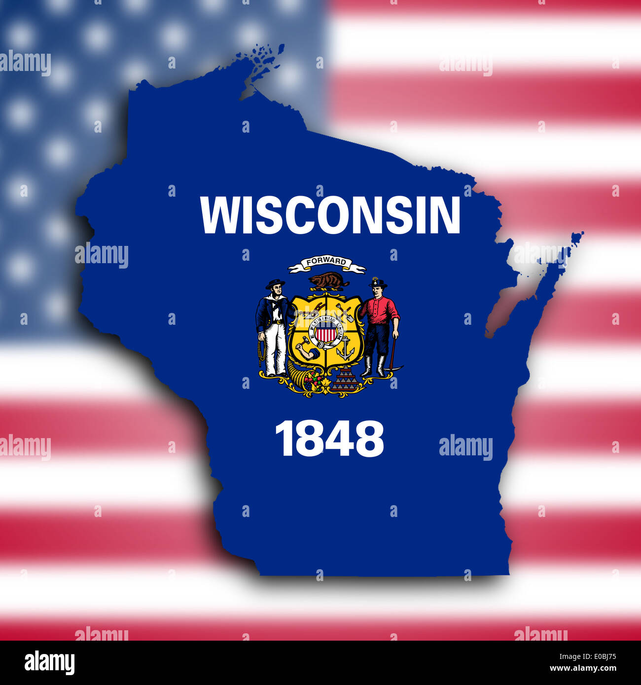 Map of Wisconsin filled with the state flag Stock Photo - Alamy