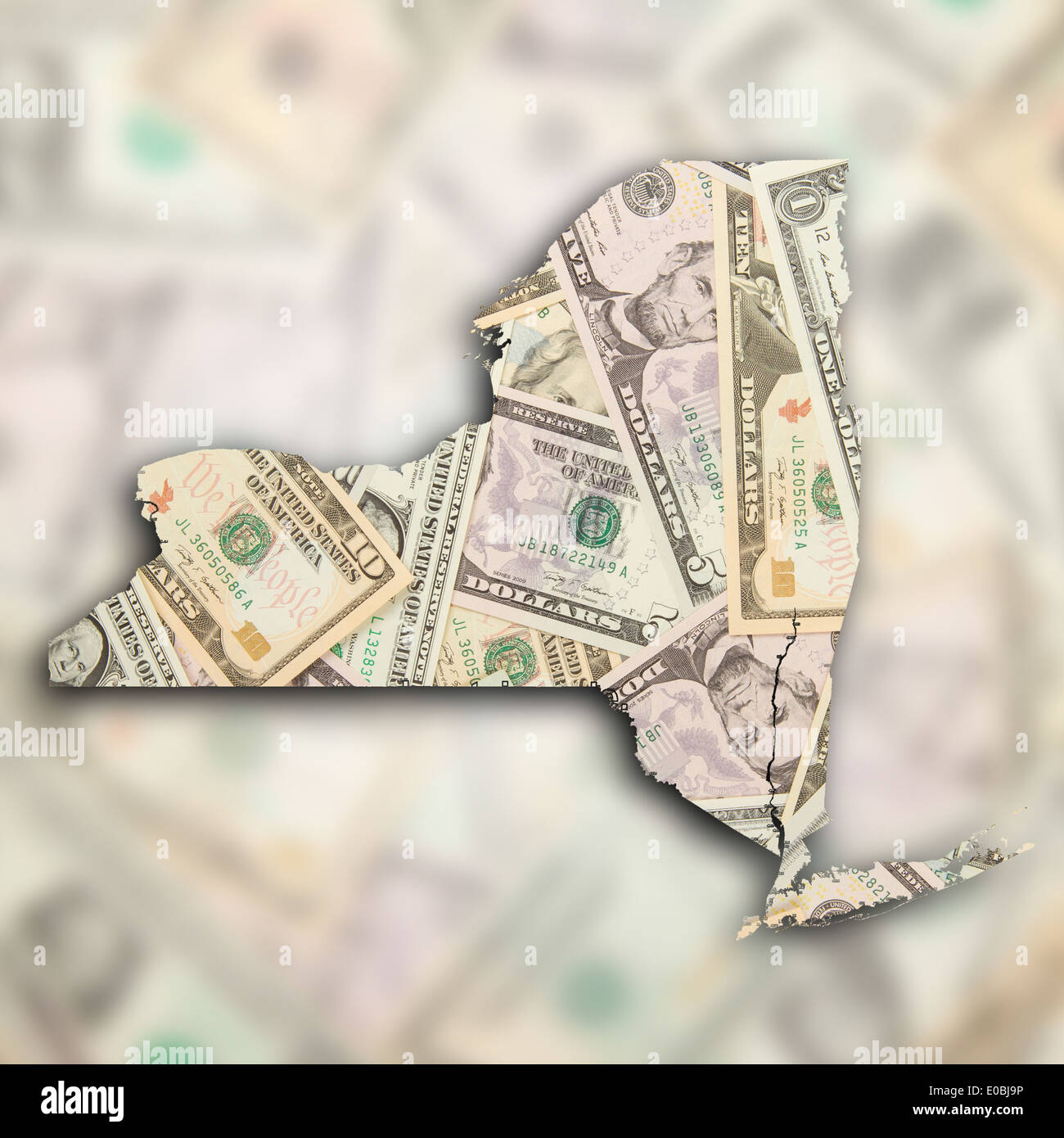 Map of New York filled with US dollars Stock Photo - Alamy