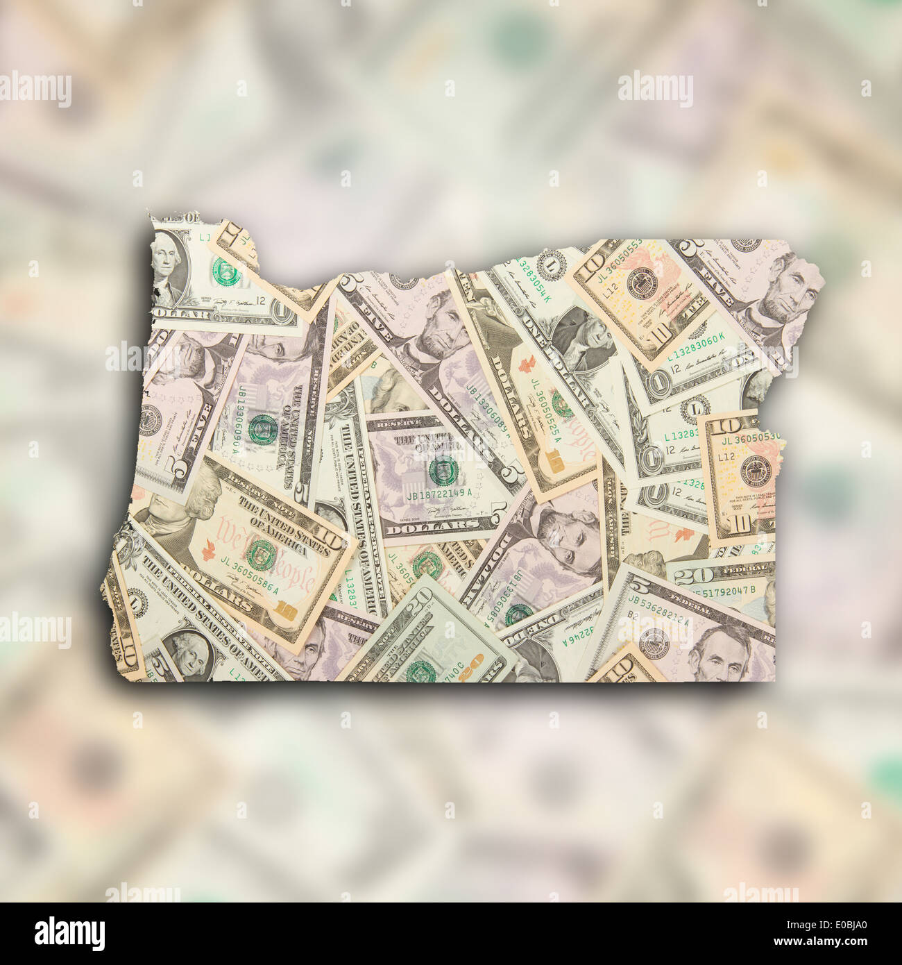 Map of Oregon filled with US dollars Stock Photo - Alamy