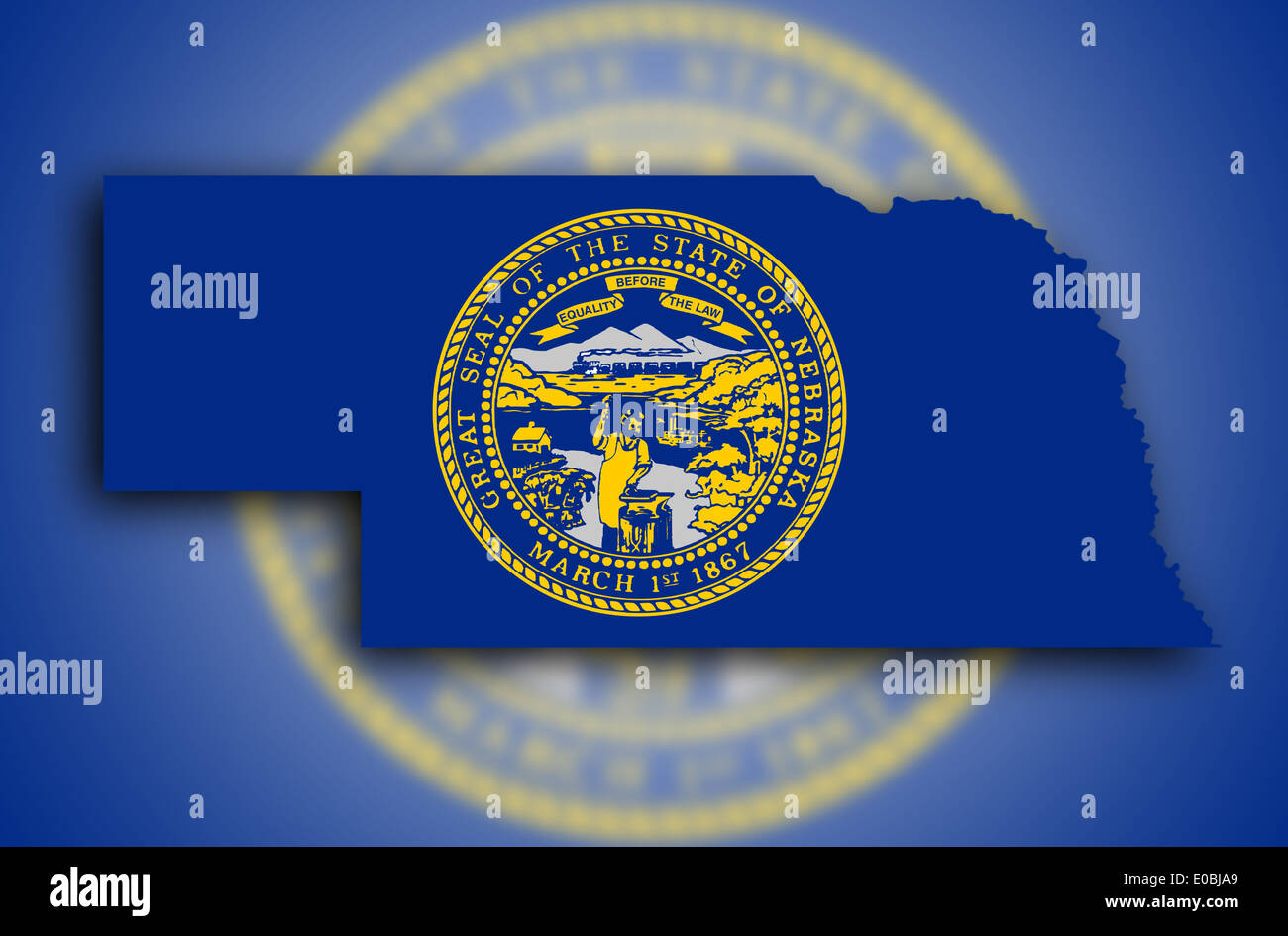 Map of Nebraska filled with the state flag Stock Photo - Alamy