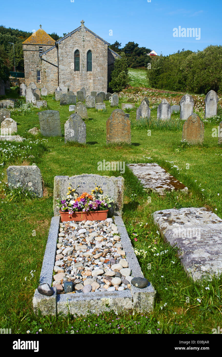 All Saints Church churchyard and grave stones at Bryher, Isles of ...