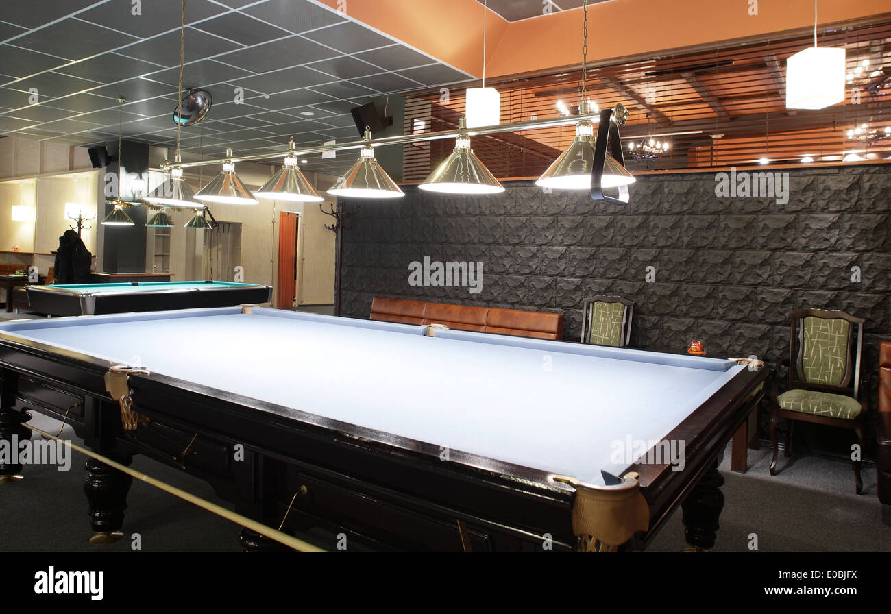 brand new and modern billiard interior in night time Stock Photo - Alamy