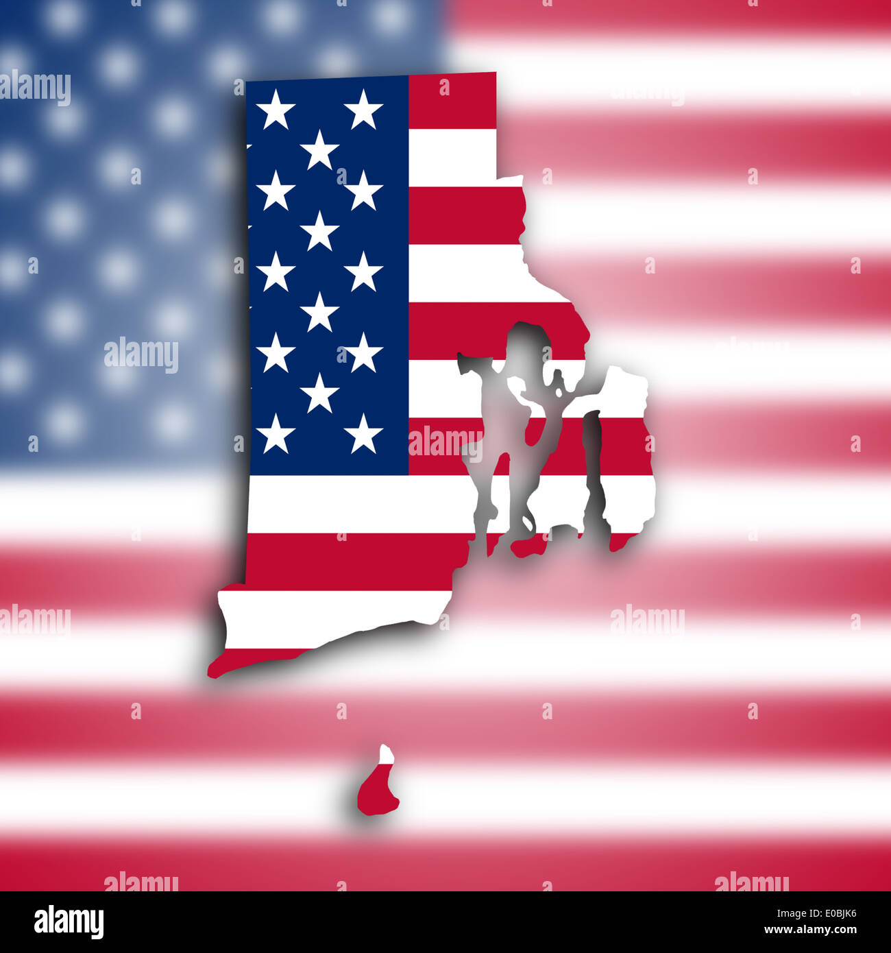 Map of Rhode Island filled with the national flag Stock Photo - Alamy