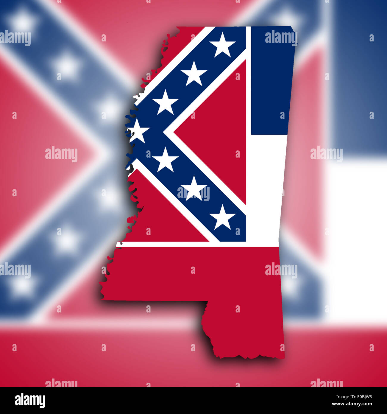 Map of Mississippi filled with the state flag Stock Photo - Alamy