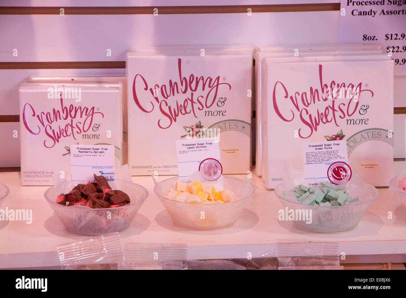 Sample candy, Cranberry Sweets candy store, Coos Bay, Oregon Stock ...