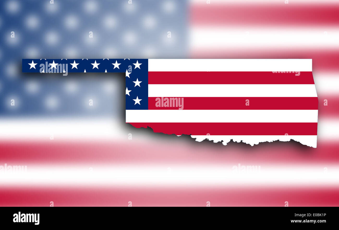Map of Oklahoma filled with the national flag Stock Photo - Alamy